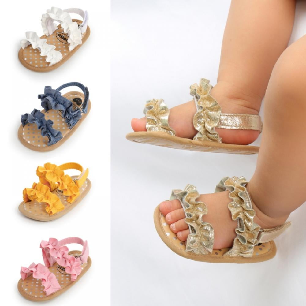 GYRATEDREAM Baby Toddler Infant Girls PU Leather Soft Sole Summer Sandals Flower Princess Flat ...