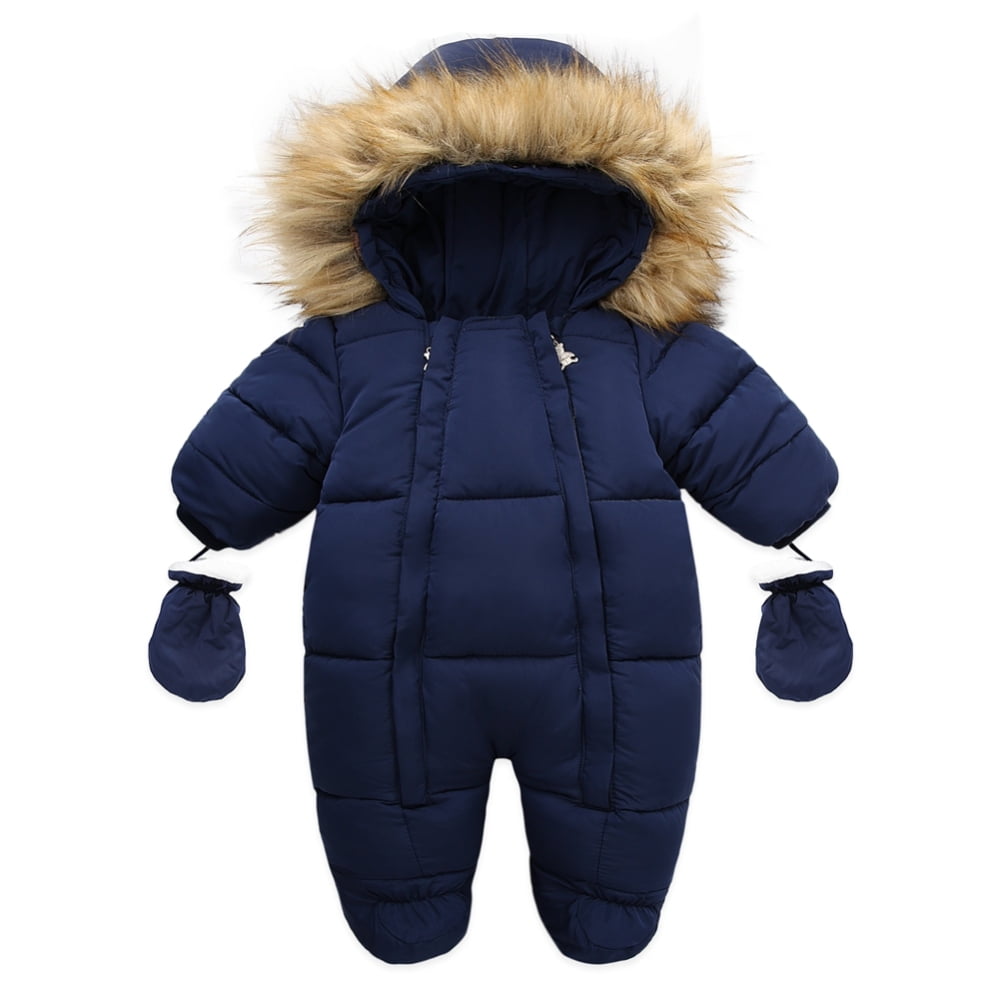 GYRATEDREAM Baby Winter Snowsuit Warm Hooded Puffy Coat Jacket Footed Romper Infant Jumpsuit ...