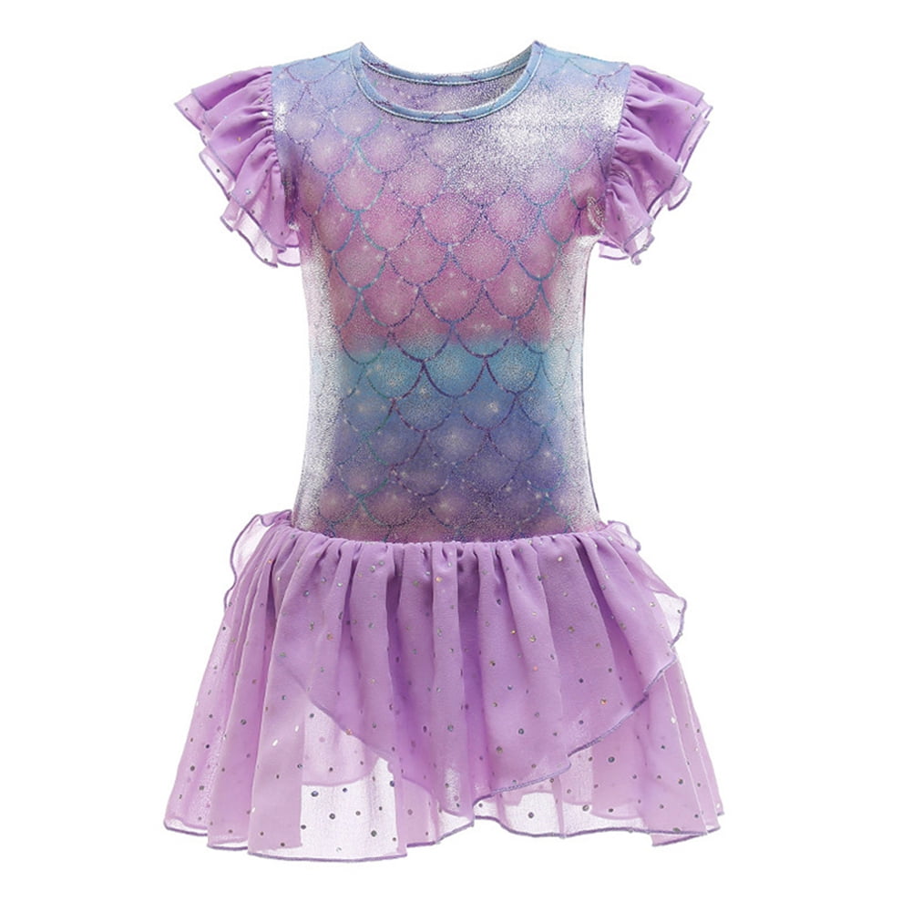 GYRATEDREAM Ballet Dance Dress for Girls, Ruffle Sleeve Leotard with ...