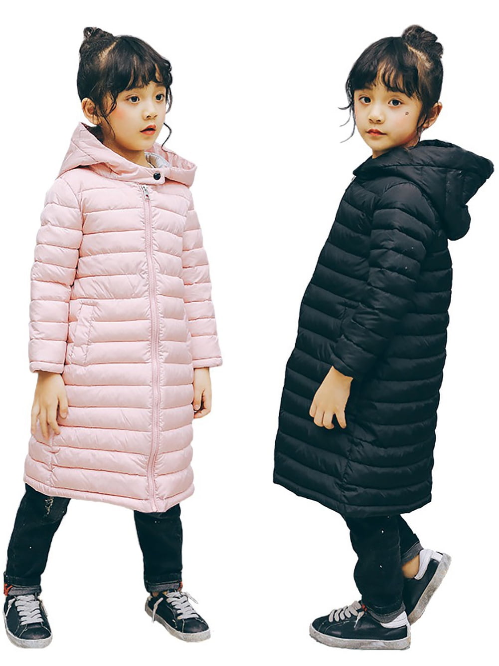 GYRATEDREAM Big Boy Girl and Todder Long Light-Weight Hooded Puffer Coat Warm Winter Jacket ...