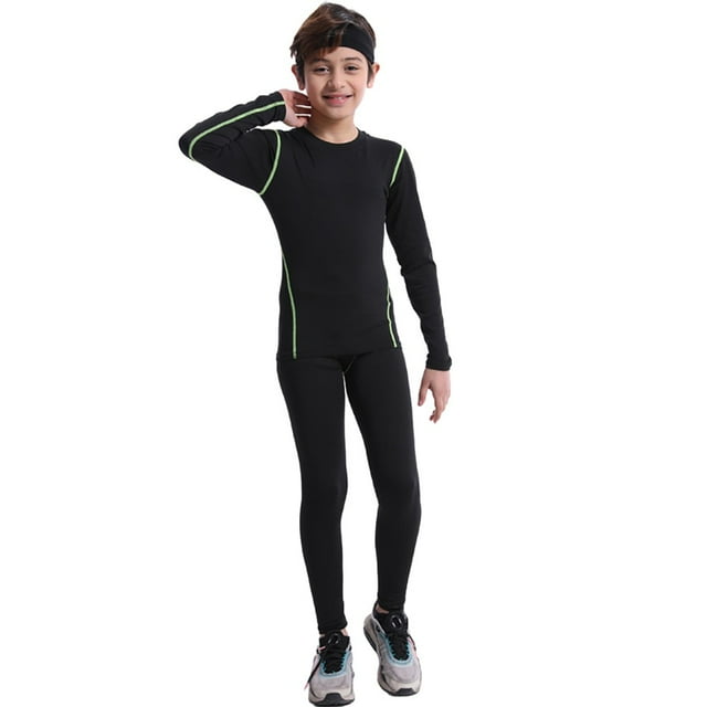GYRATEDREAM Boys Compression Set Base Layer Athletic Leggings Kids ...