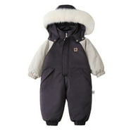 Kid's Baby Boy and Girl's One Piece Snowsuit Hooded Artificial Fur Ski Jumpsuit Waterproof Ski ...
