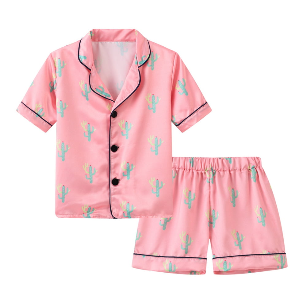 GYRATEDREAM Silk Pajamas Toddler Boys Girls Cartoons Printed Button ...