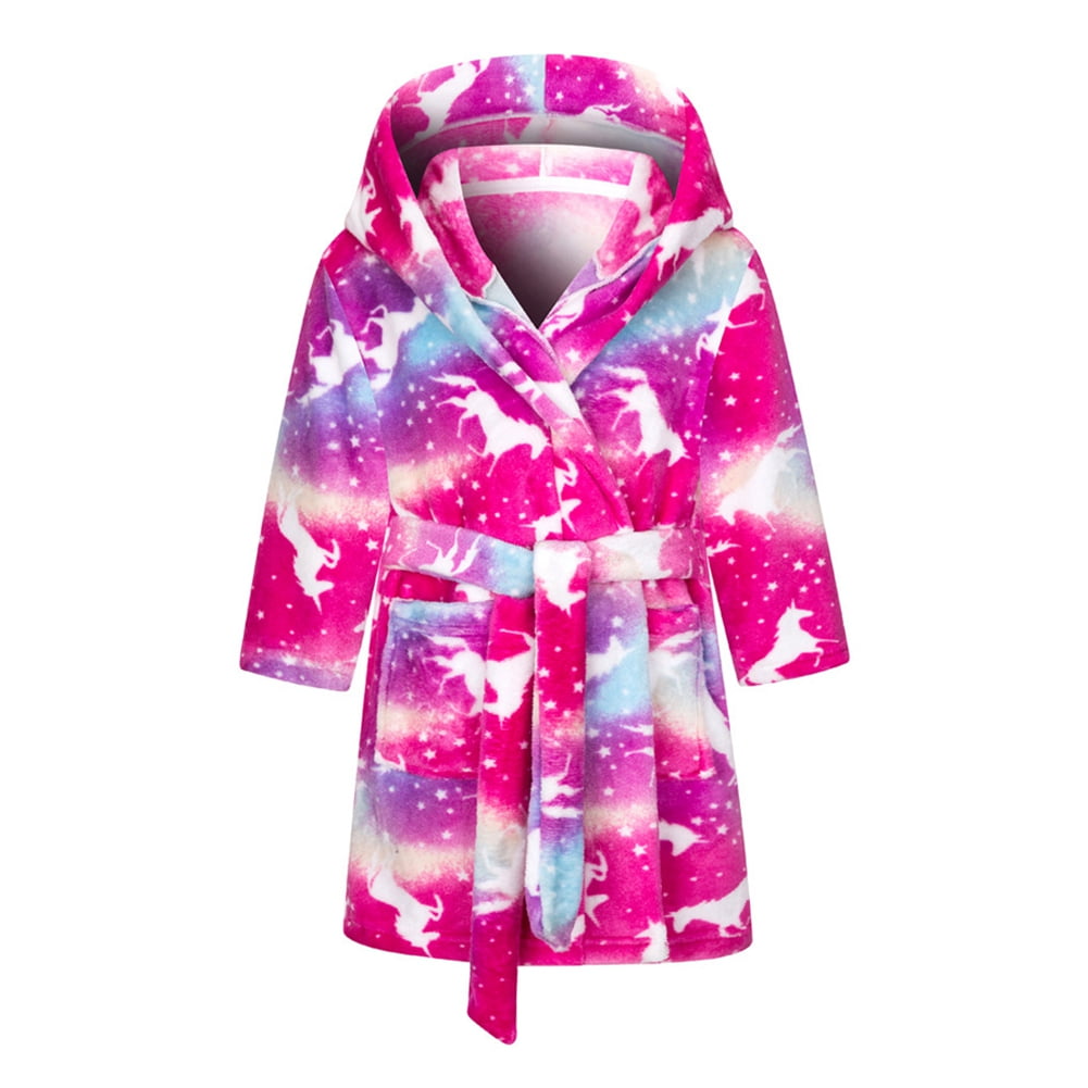 GYRATEDREAM Boys Girls Robes Cartoon Hooded Plush Robe Animal Pajamas ...