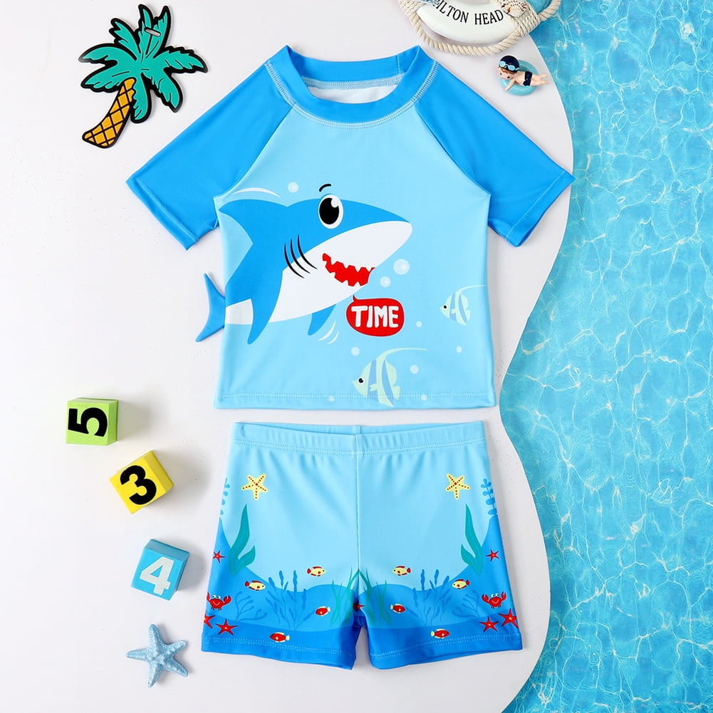 GYRATEDREAM Boys Two Piece Rash Guard Swimsuits Kids Short Sleeve ...
