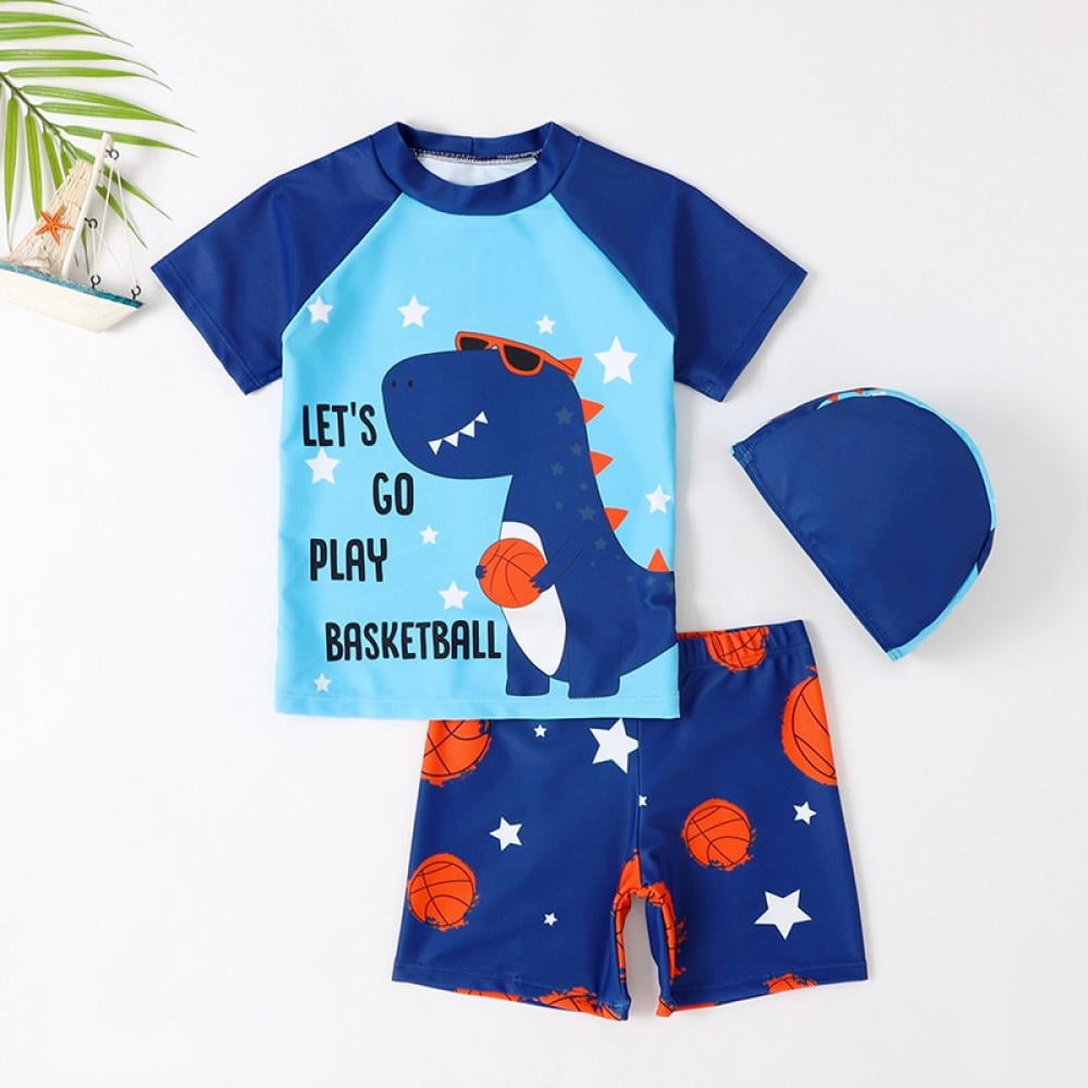 GYRATEDREAM Boys Two Pieces Swimsuit Set Short Sleeve Kids Rash Guard ...