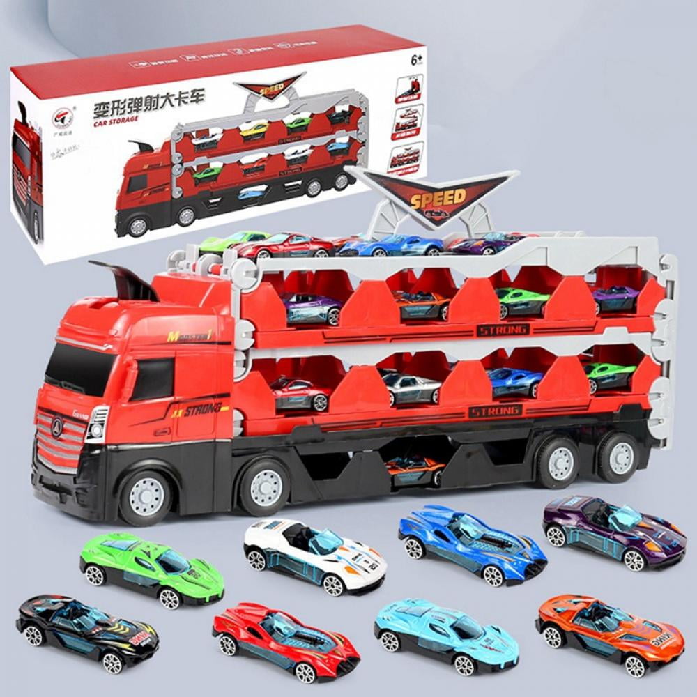 GYRATEDREAM Car Transporter Toy Set, Mega Hauler with 78'' Race Track ...