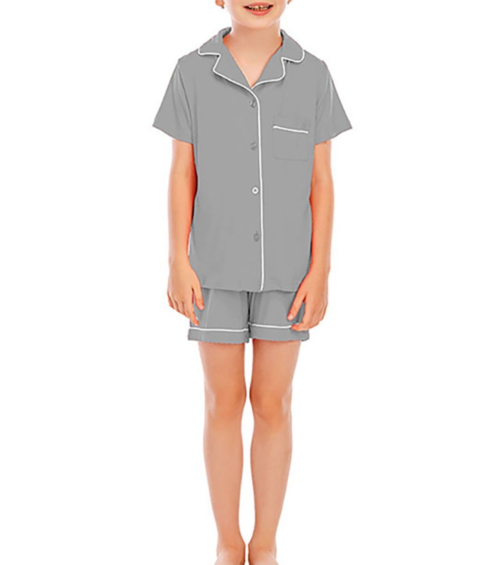 GYRATEDREAM Child Unisex Modal Cotton Short Sleeve Button Down Pjs Set ...