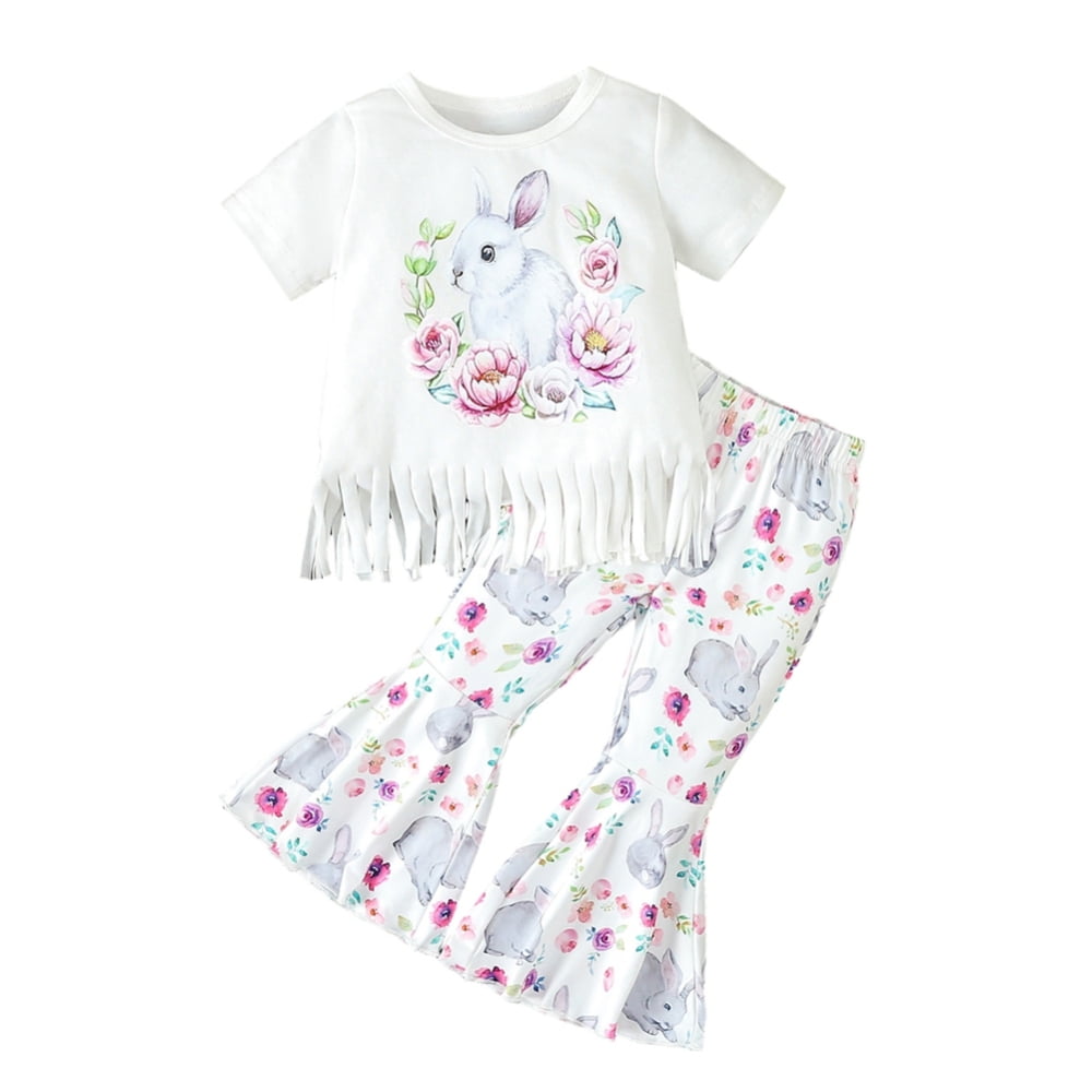 GYRATEDREAM Easter Outfits Newborn Baby Girls Bunny Print Short Sleeve ...