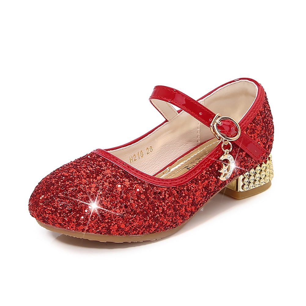 URMAGIC Flower Girls Mary Jane, Sparkle High Heel Princess Shoes ...