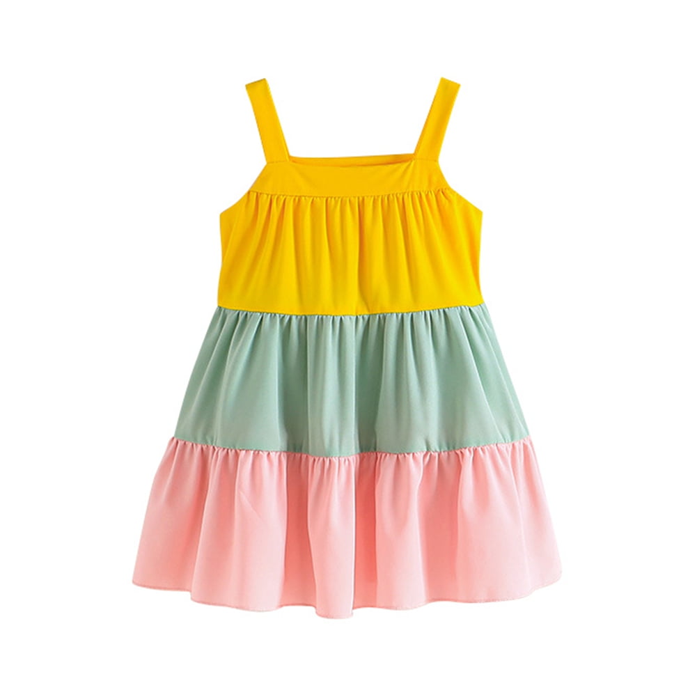 GYRATEDREAM Girl Summer Dress Sleeveless Casual Rainbow Stripes Swing ...