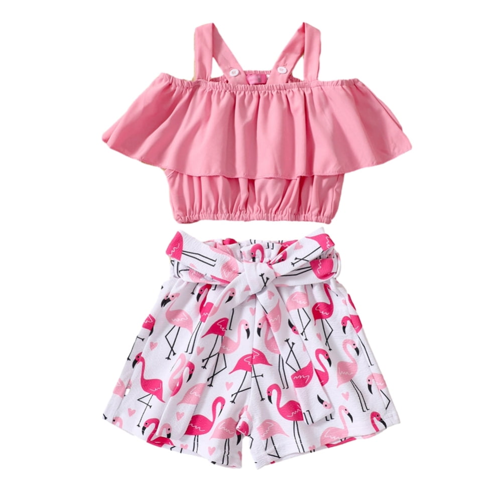 GYRATEDREAM Girl's 2 Piece Summer Outfits Sets Off Shoulder Ruffle ...