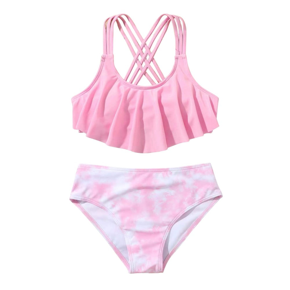 GYRATEDREAM Girl's 2 Piece Swimsuits Criss Cross Spaghetti Strap ...