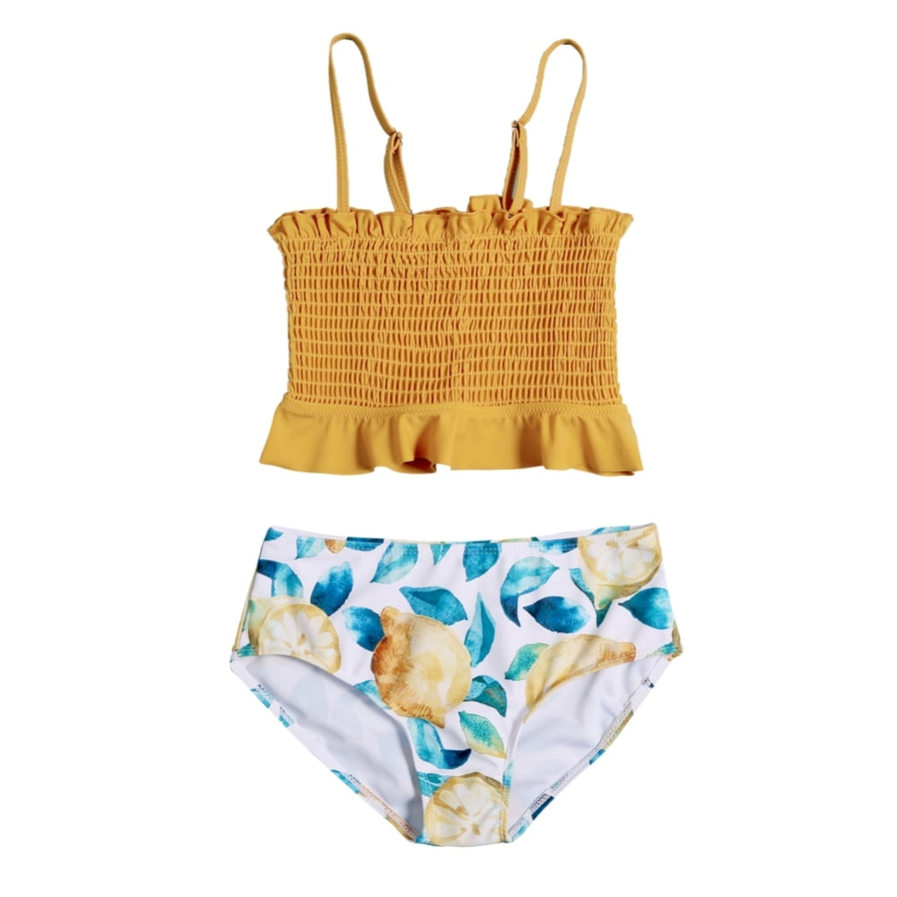 GYRATEDREAM Girl's 2PC Cute Floral Print Swimsuits Bikini Sets Swimwear ...