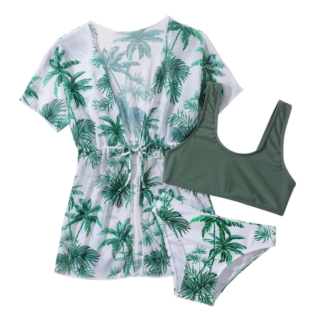 GYRATEDREAM Girl's 3 Piece Bathing Suits Cute Floral Bikini Swimsuit ...