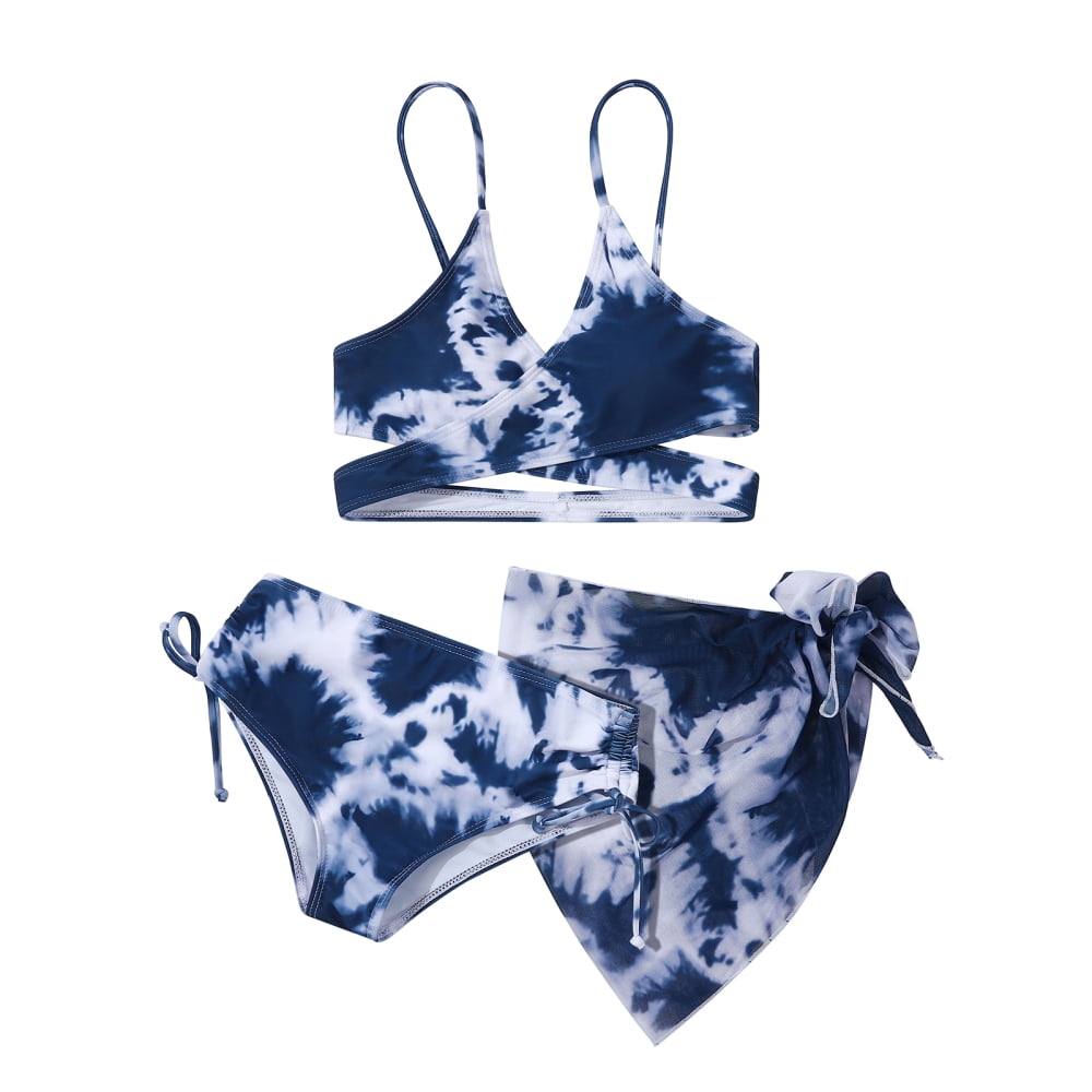 GYRATEDREAM Girl's 3 Pieces Bikini Set Wrap Criss Cross Swimsuit ...