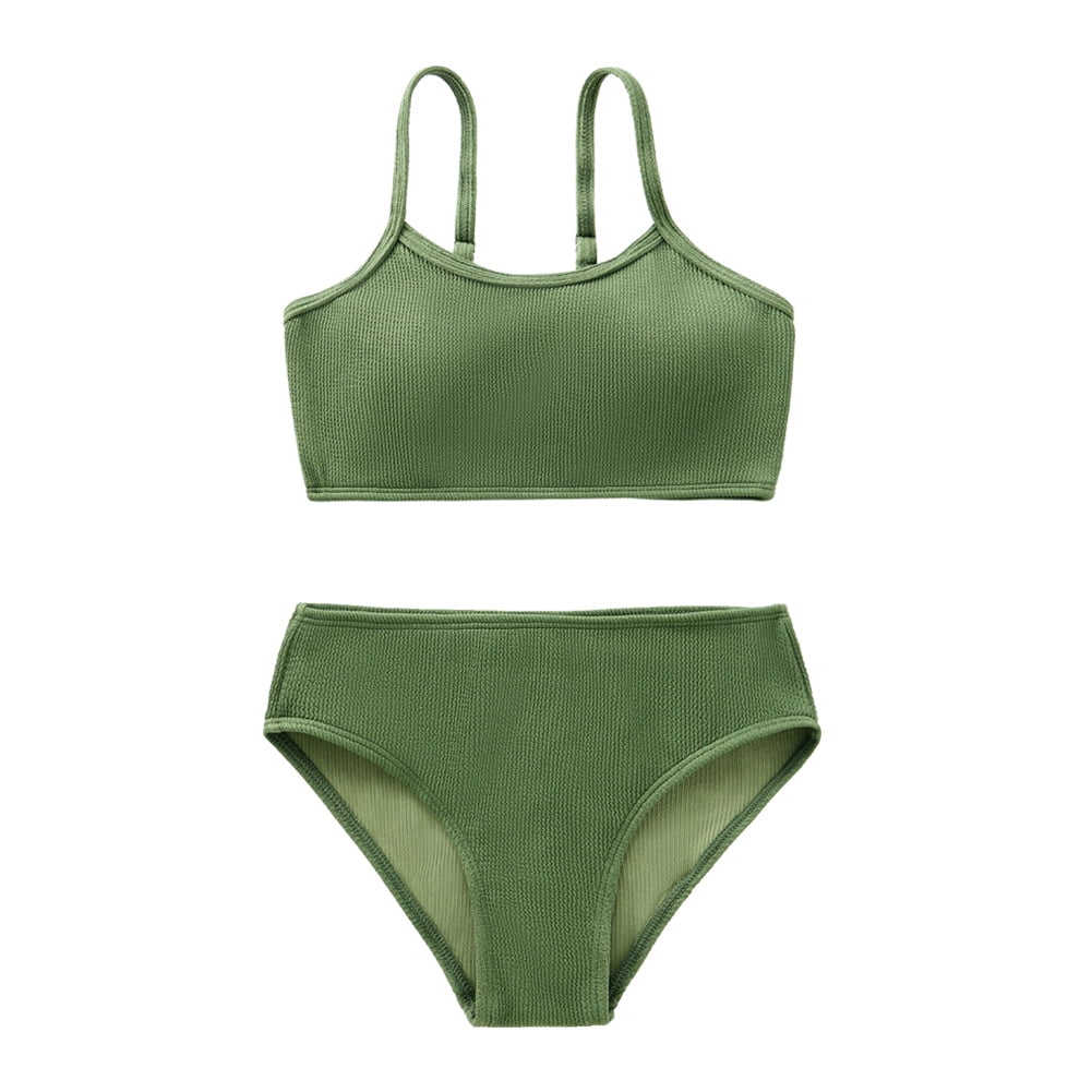 GYRATEDREAM Girl's Bikini Bathing Suit Two Piece Ribbed Adjustable ...