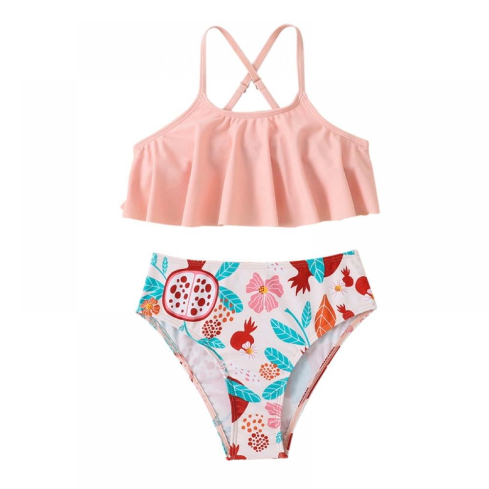 GYRATEDREAM Girl's Bikini Set Ruffled Two Piece Bathing Suits Flounce ...