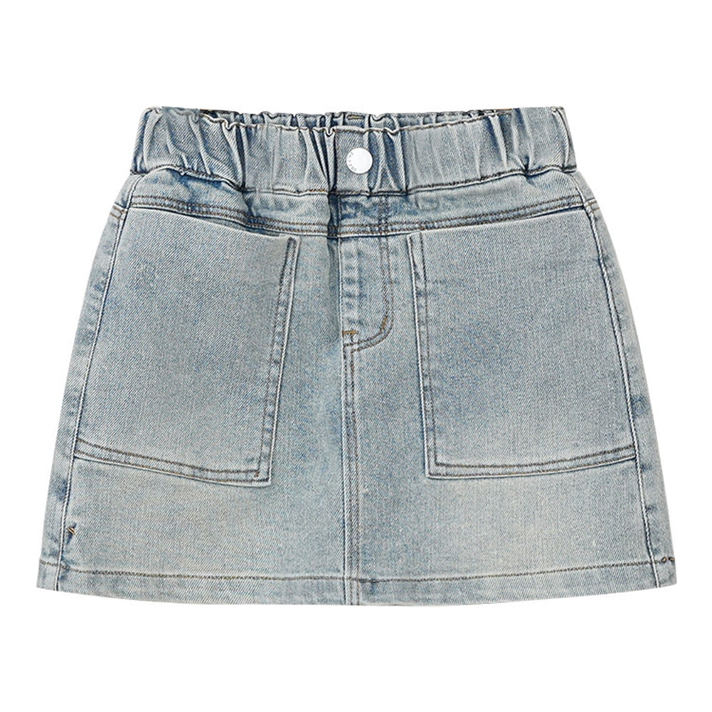 GYRATEDREAM Girl's Casual A-Line Denim Skort Skirt Elastic High Waist ...
