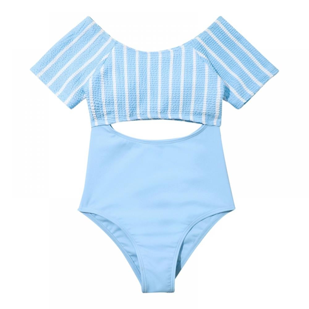 GYRATEDREAM Girl's Cut Out Striped One Piece Swimsuit High Waisted ...