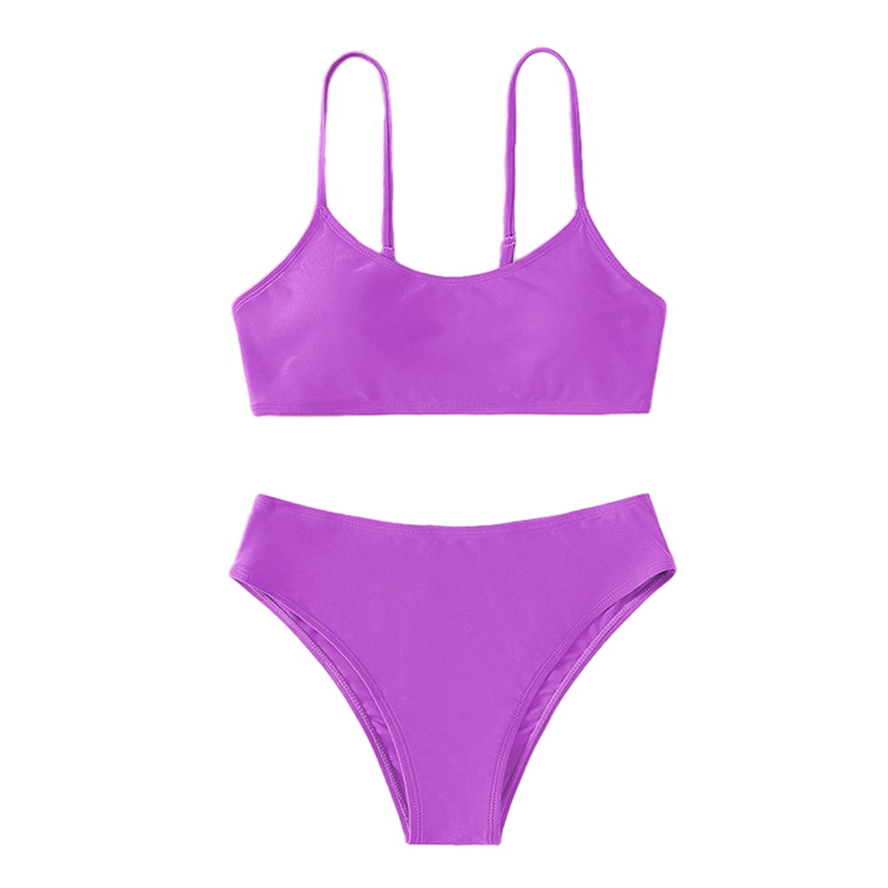 GYRATEDREAM Girl's Two Piece Swimsuit High Waisted Spaghetti Strap ...