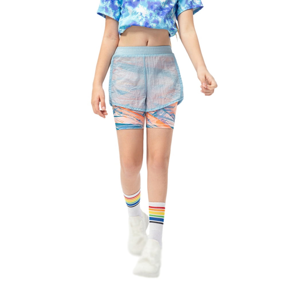 GYRATEDREAM Girls' 2 in 1 Running Shorts High Waisted Athletic Shorts ...
