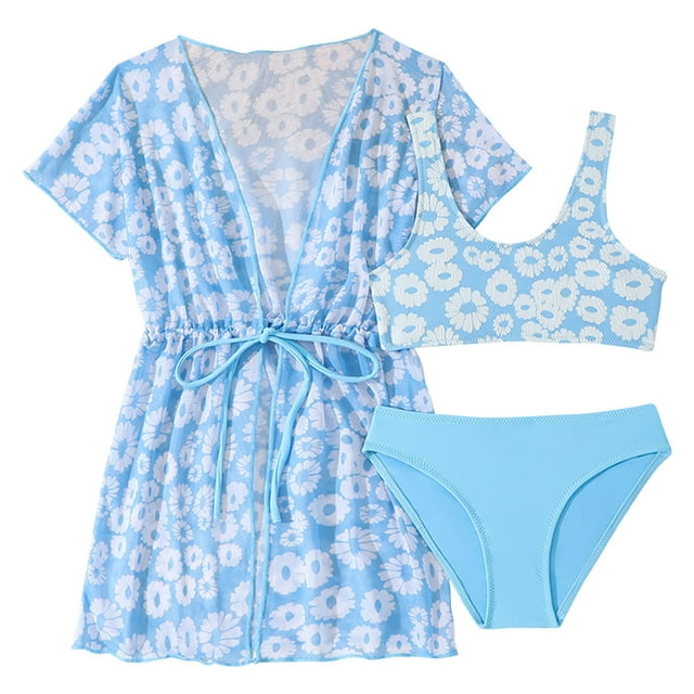 GYRATEDREAM Girls 3 Piece Bikini Swimsuit Set Kids Cute Bathing Suit ...
