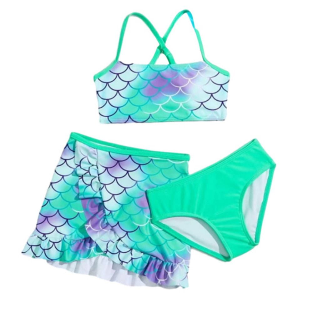 GYRATEDREAM Girls 3-Piece Bikini Swimwear Kids Mermaid Tankini Bathing ...