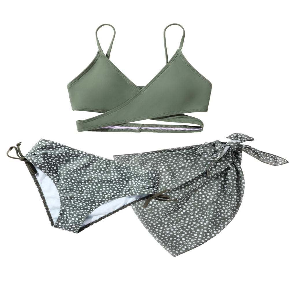 GYRATEDREAM Girls 3 Piece Swimsuits Print Top and Shorts Bikini Set ...