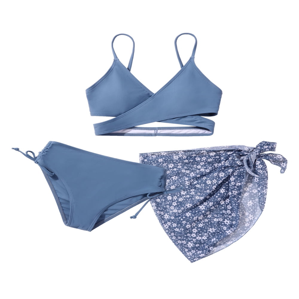 GYRATEDREAM Girls 3 Piece Swimsuits Print Top and Shorts Bikini Set ...