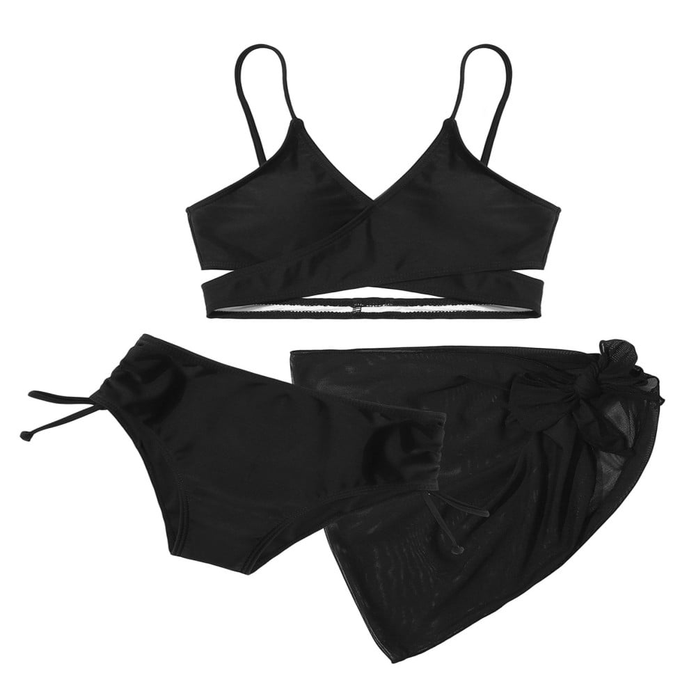 GYRATEDREAM Girls 3 Piece Swimsuits Print Top and Shorts Bikini Set ...