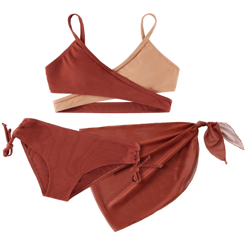 GYRATEDREAM Girls 3 Piece Swimsuits Print Top and Shorts Bikini Set ...