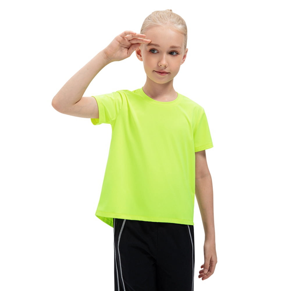 GYRATEDREAM Girls Athletic Shirts, Short Sleeve Open Tie Split Back ...