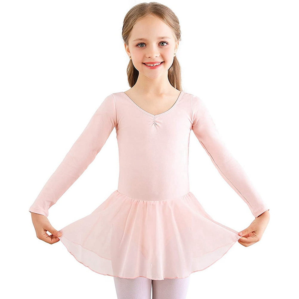 GYRATEDREAM Girls Ballet Long Sleeve Skirted Leotards with Tutus Skirt ...