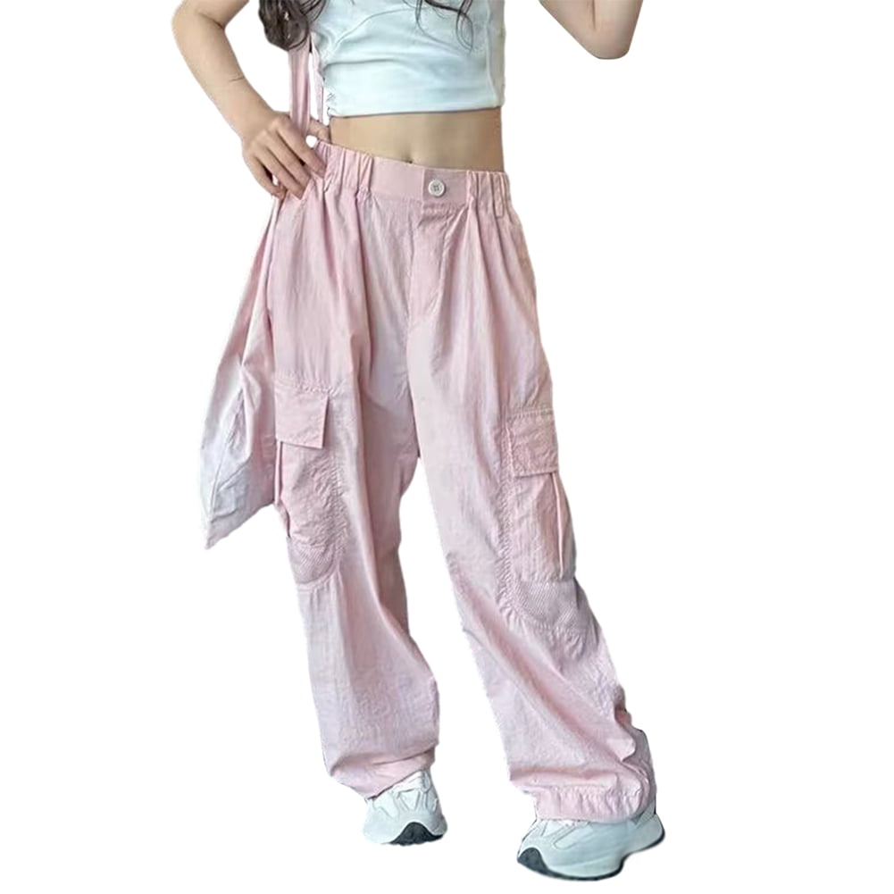 GYRATEDREAM Girls Cargo Pants Wide Leg Streetwear SweatPants with ...