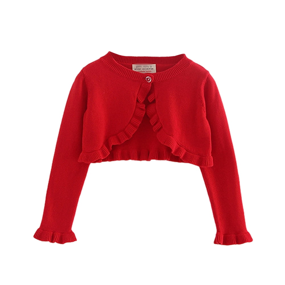 GYRATEDREAM Girls Long Sleeve Bolero Cardigan Kids Button Closure ...