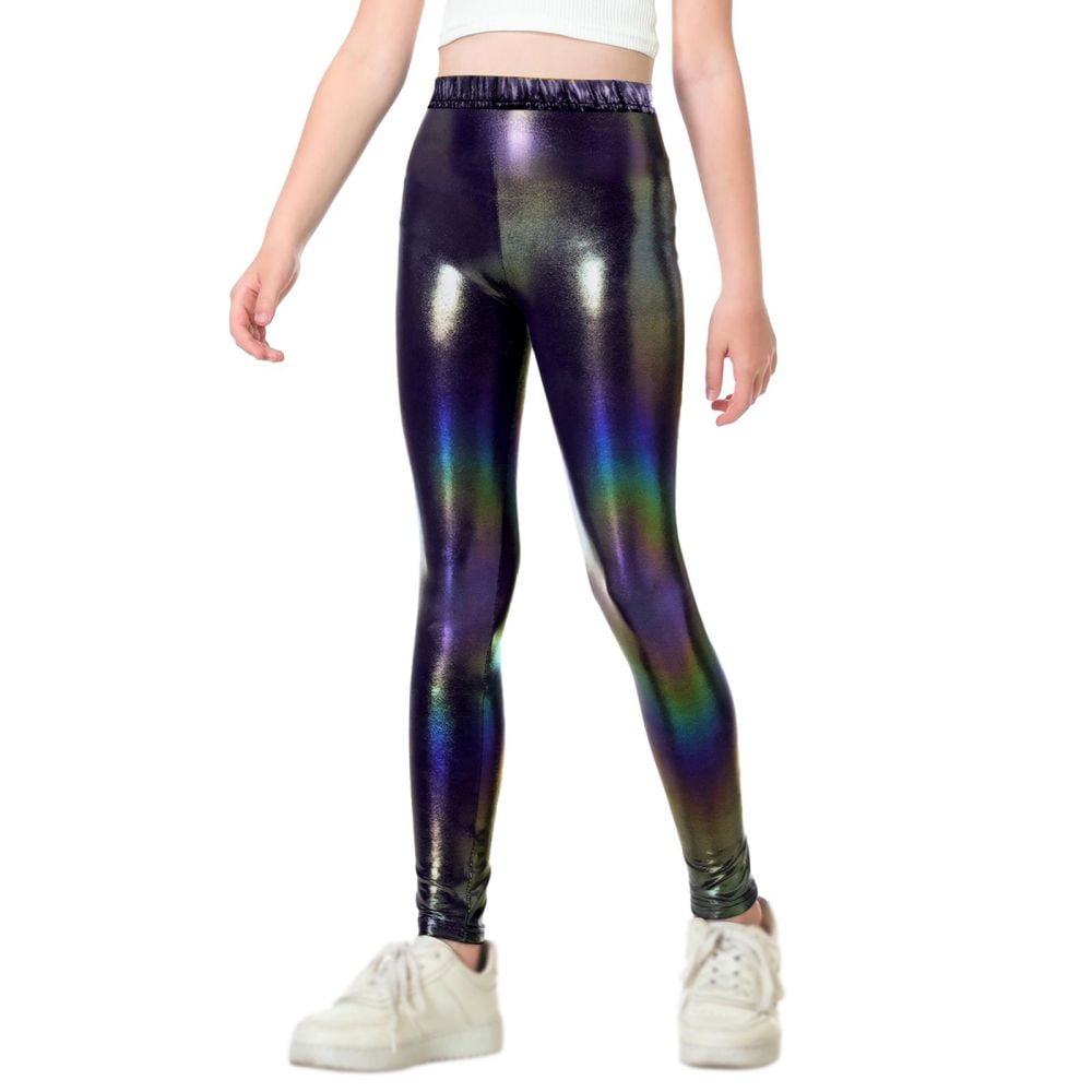 GYRATEDREAM Girls Metallic Leggings High Waisted Kids Yoga Pants ...