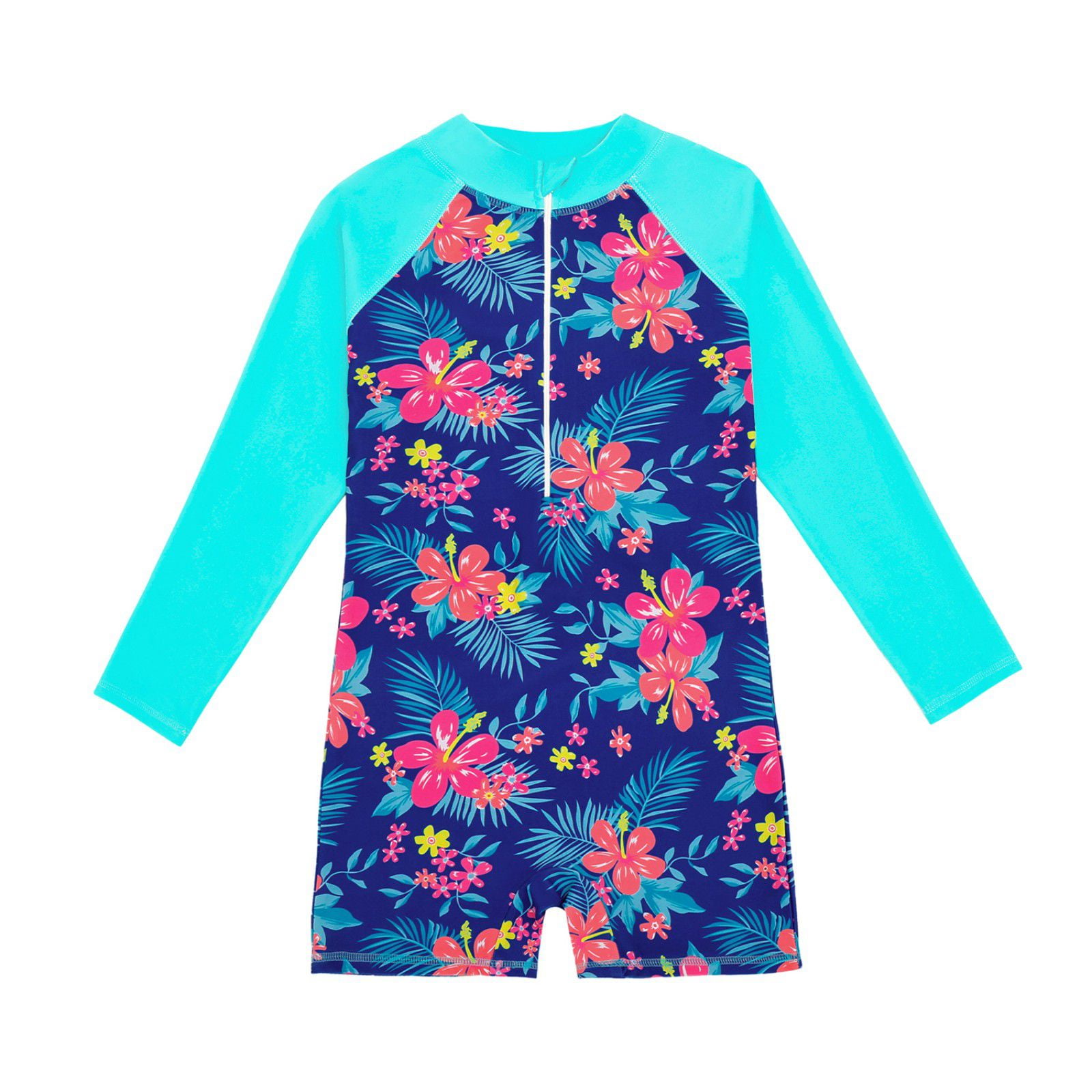 GYRATEDREAM Girls One Piece Swimsuits Long Sleeve Rash Guard for Kids ...