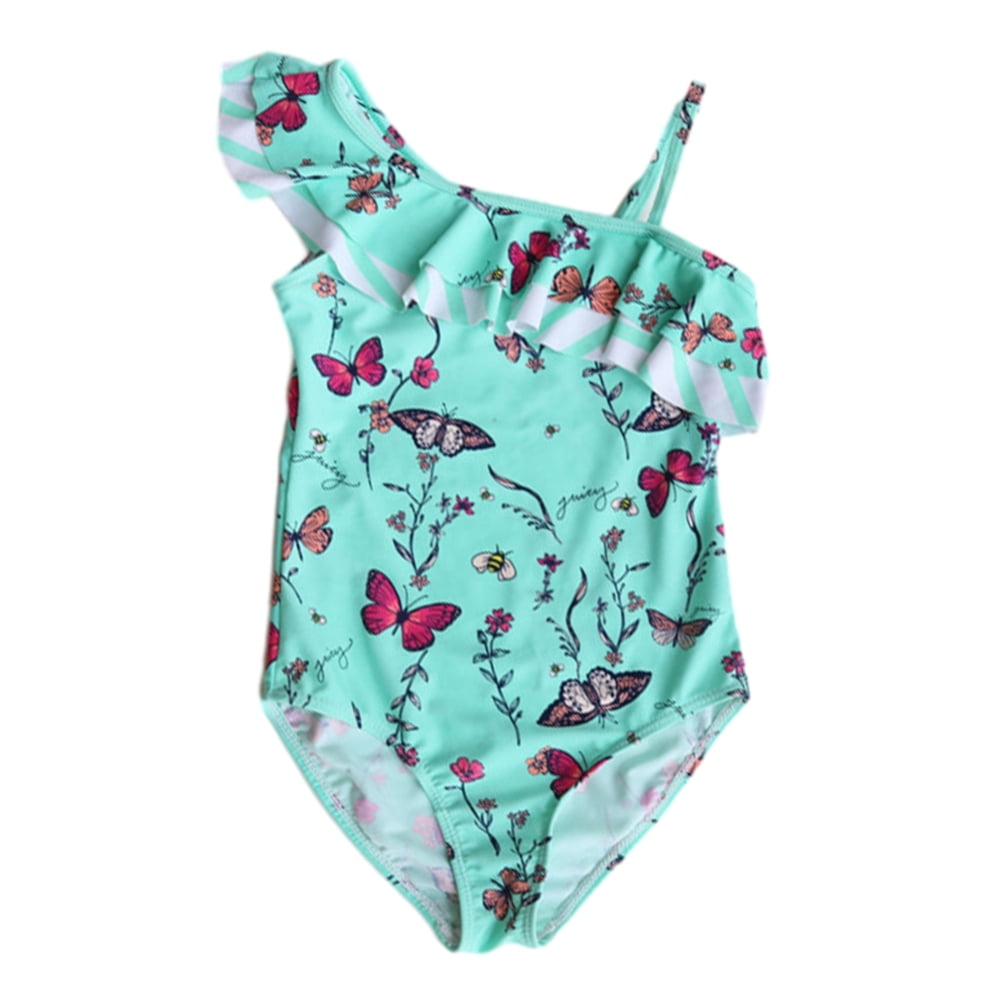 GYRATEDREAM Girls One Piece Swimsuits One Shoulder Ruffle Bathing Suit ...