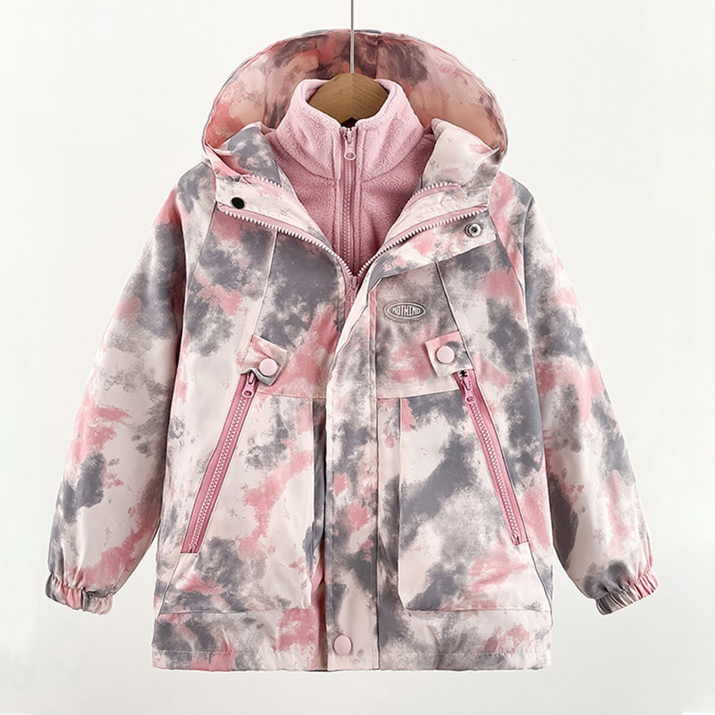 GYRATEDREAM Girls' Outdoor 3-In-1 Winter Jackets Kids Detachable Fleece ...