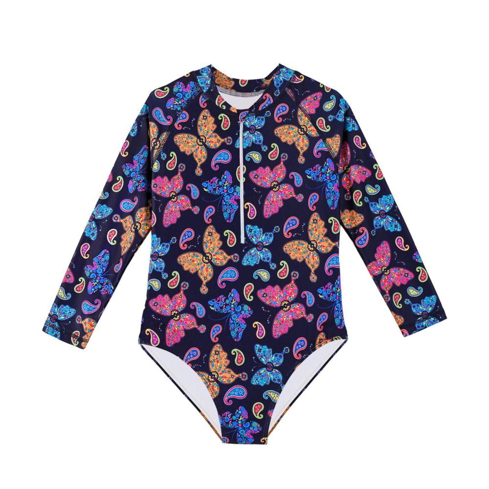 GYRATEDREAM Girls Rash Guard Long Sleeve Swimsuits One Piece Swimsuits ...