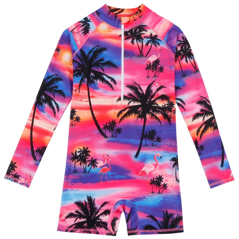 GYRATEDREAM Girls Rash Guard One Piece Swimsuits Long Sleeve UPF 50 ...