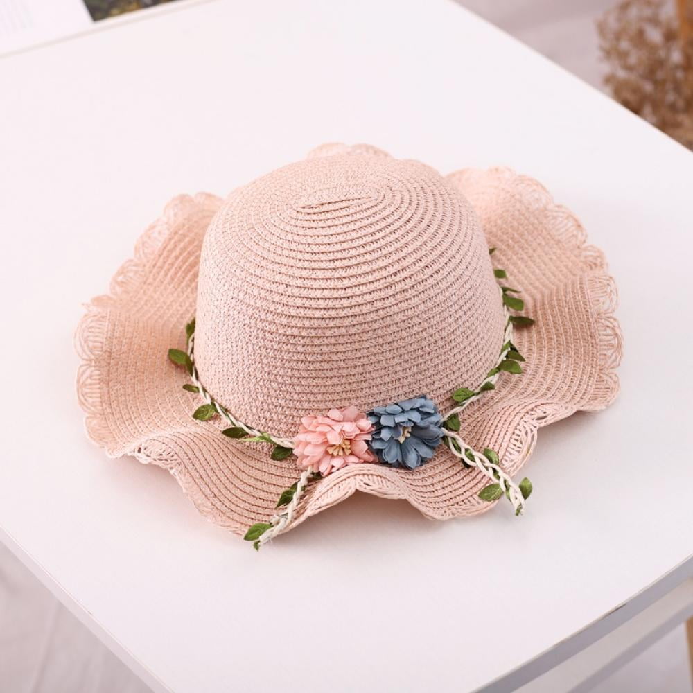 GYRATEDREAM Girls Straw Hat with Pocket Girls Sun Hat Set Beach Hats ...