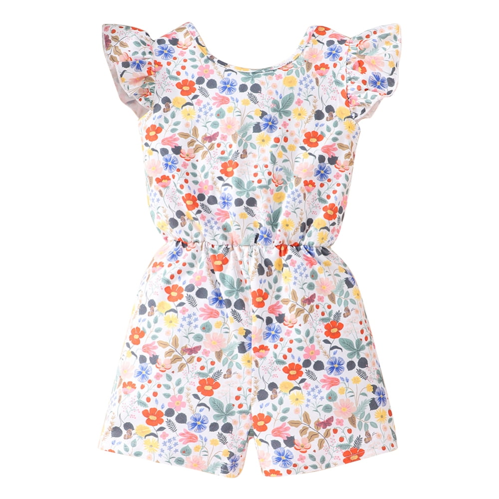 GYRATEDREAM Girls Summer Jumpsuits Flutter-Sleeve One Piece Rompers ...