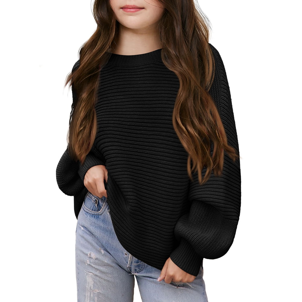 GYRATEDREAM Girls Sweaters Kids Long Sleeve Crewneck Oversized Knit ...