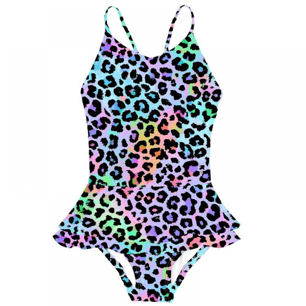 GYRATEDREAM Girls Swimsuits Bathing Suit One Piece 3D Printed Ruffle ...