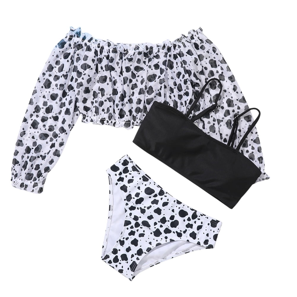 GYRATEDREAM Girls Swimsuits Leopard Print Beach Swimwear Bikini Bathing ...