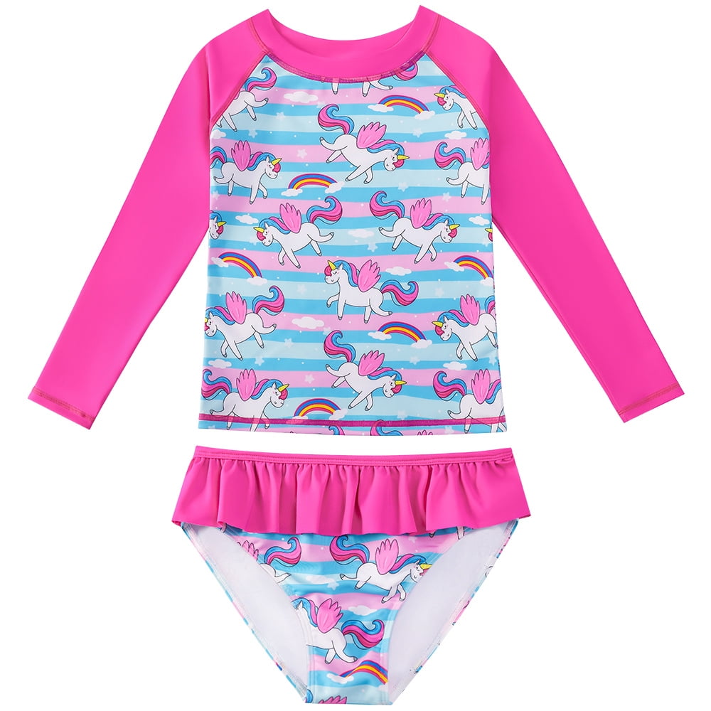 GYRATEDREAM Girls Swimsuits Two Piece Rash Guard Set Long Sleeve ...