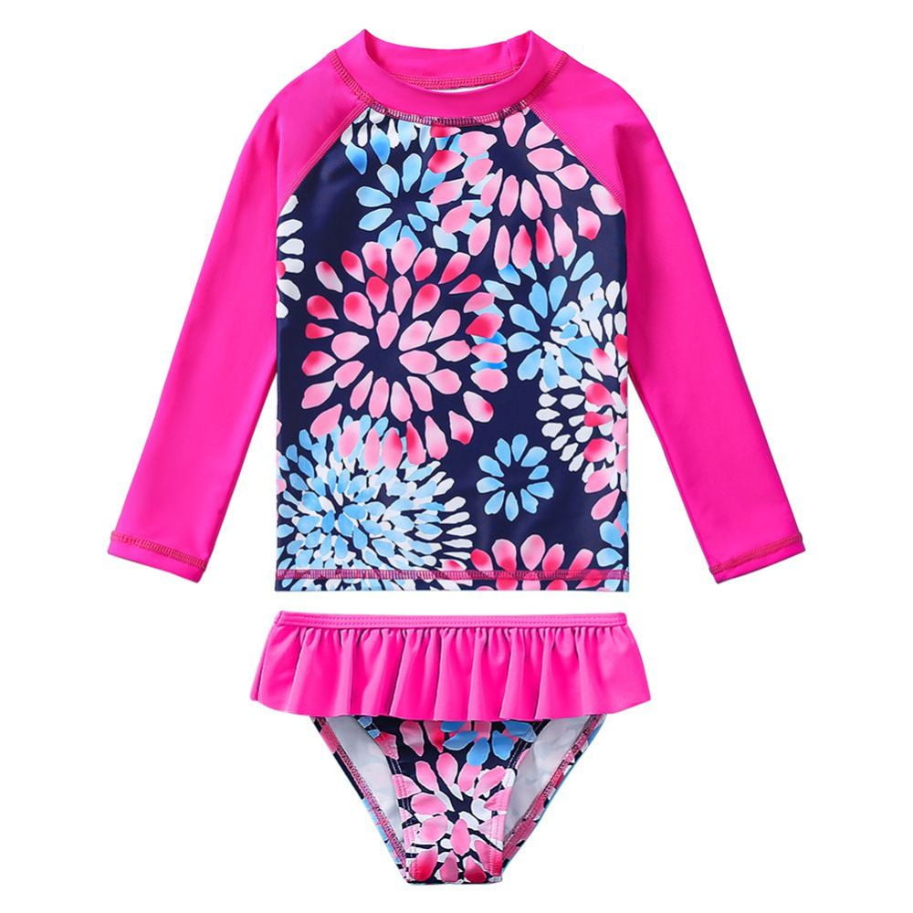 GYRATEDREAM Girls Two Piece Rash Guard Swimsuit Bathing Suit Long ...