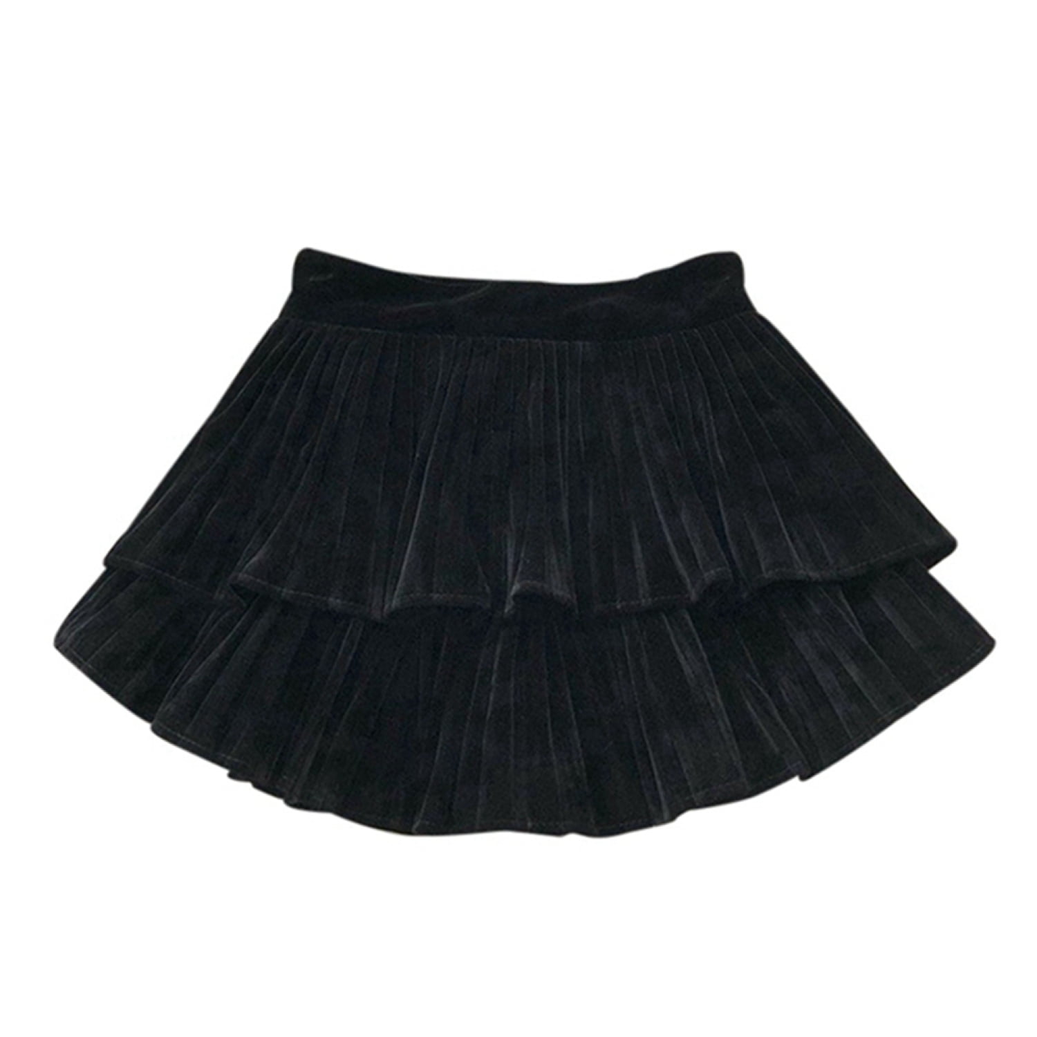 GYRATEDREAM Girls Velvet High Waist Ruffle Mini Skirt Cute Tiered Short ...